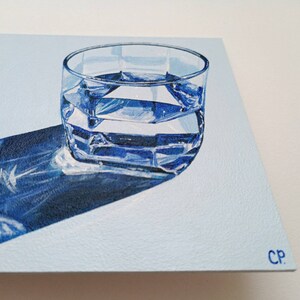 Water Painting, Glass of Water Painting, Original Still Life Painting, Kitchen Art, 8x8 Inches ...