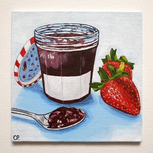 Strawberry Jam Painting, Realistic Fruit Painting, Original Still Life ...