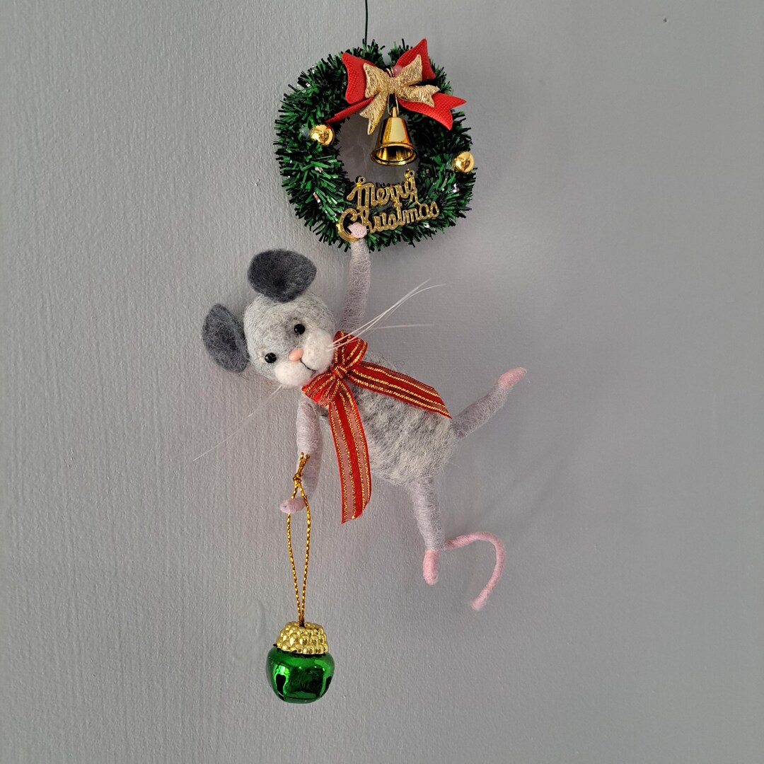 Needle Felted Mouse, Christmas Tree Decoration, - Etsy