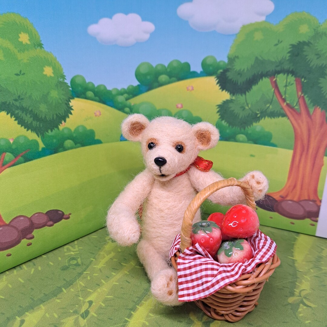 Needle Felted Bear, Movable Felted Animal, Handmade OOAK, Posable Teddy ...
