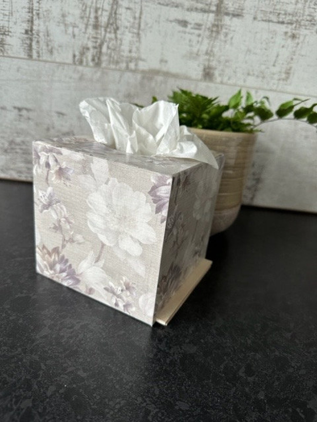 Tissue Box Cover Pale Lilac/grey Flower Square - Etsy