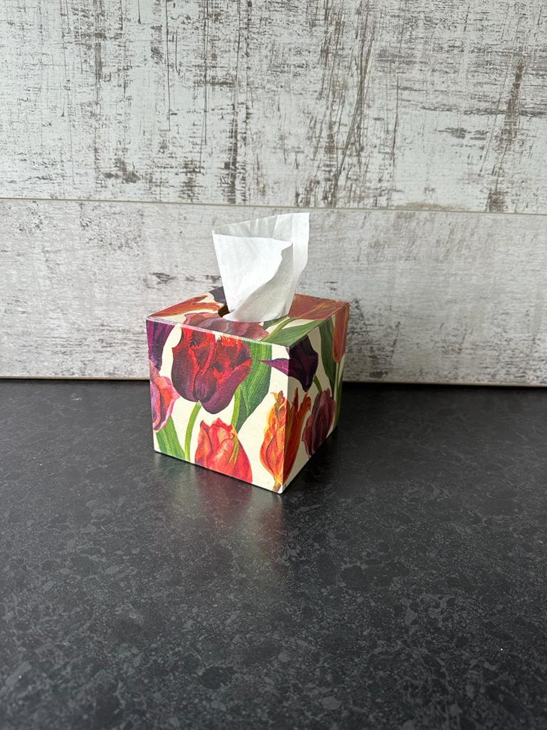 Tissue Box Cover Tulips on Cream Square - Etsy
