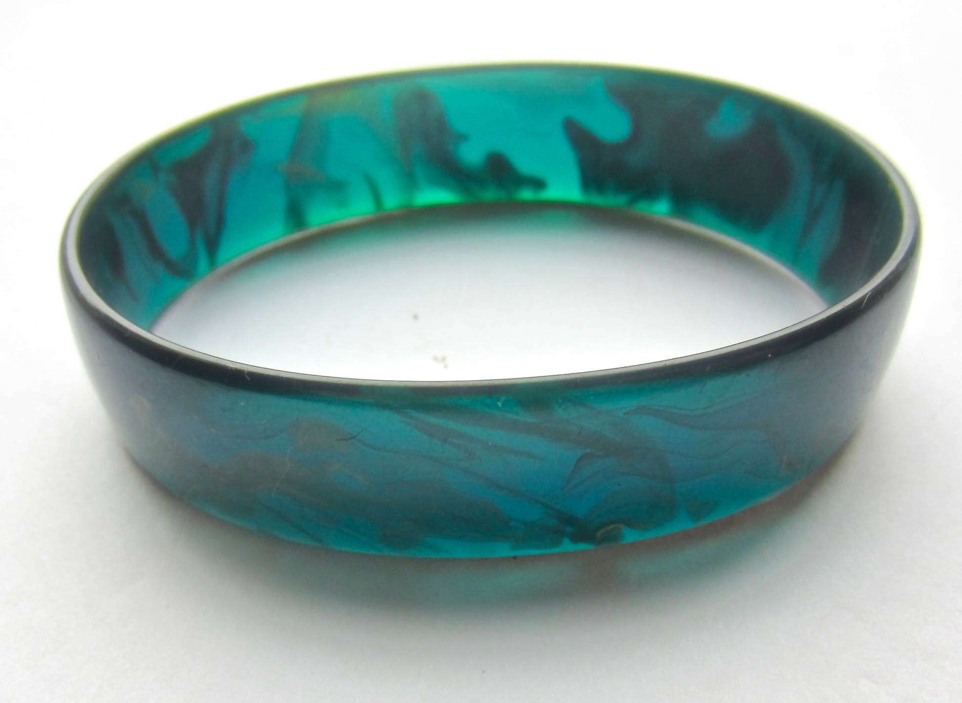 RESERVED for Lynda BLUE Moon Bakelite tested OVAL End-of-the-Day Bangle ...