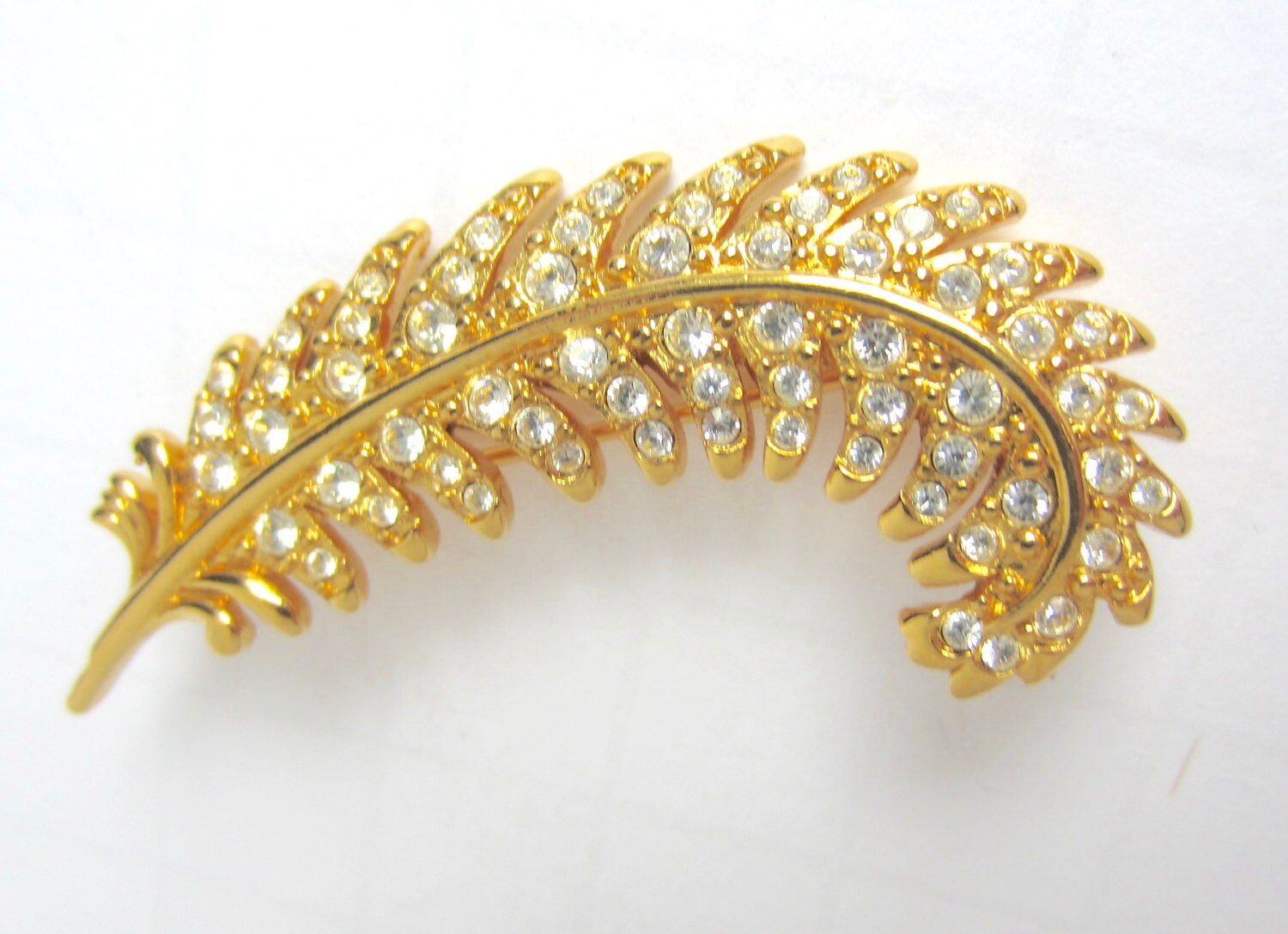 Genuine SWAROVSKI Swan signed crystal FEATHER/QUILL pin ~lovely ...