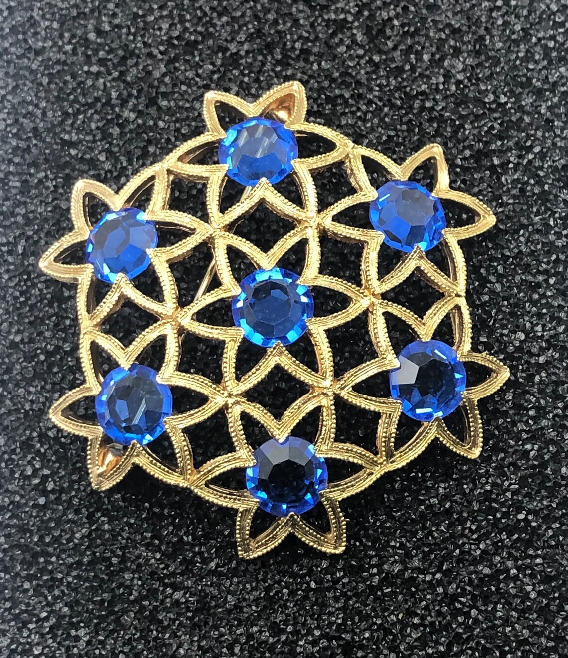 Blue Crystal, Stain Glass Pin ~2", Pretty, Vintage Costume Jewelry - Etsy