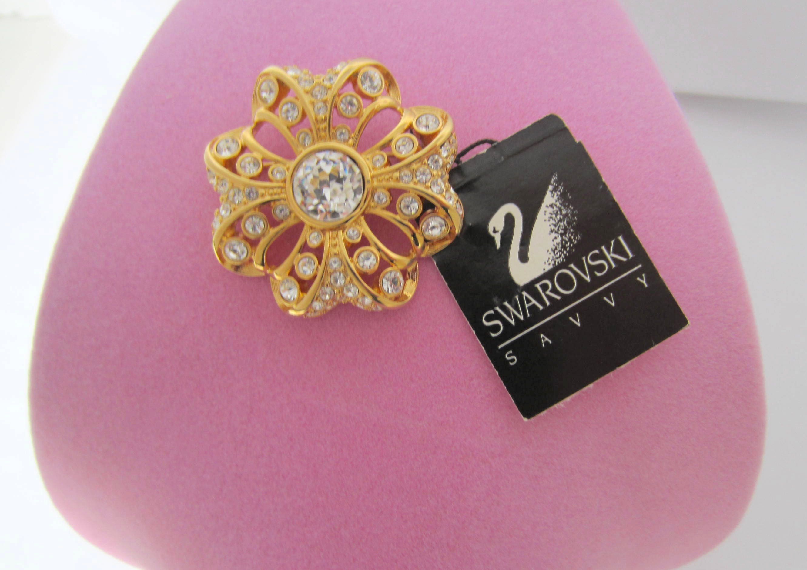 SWAROVSKI swan signed MALTESE Cross pin/brooch with original hang tag ...