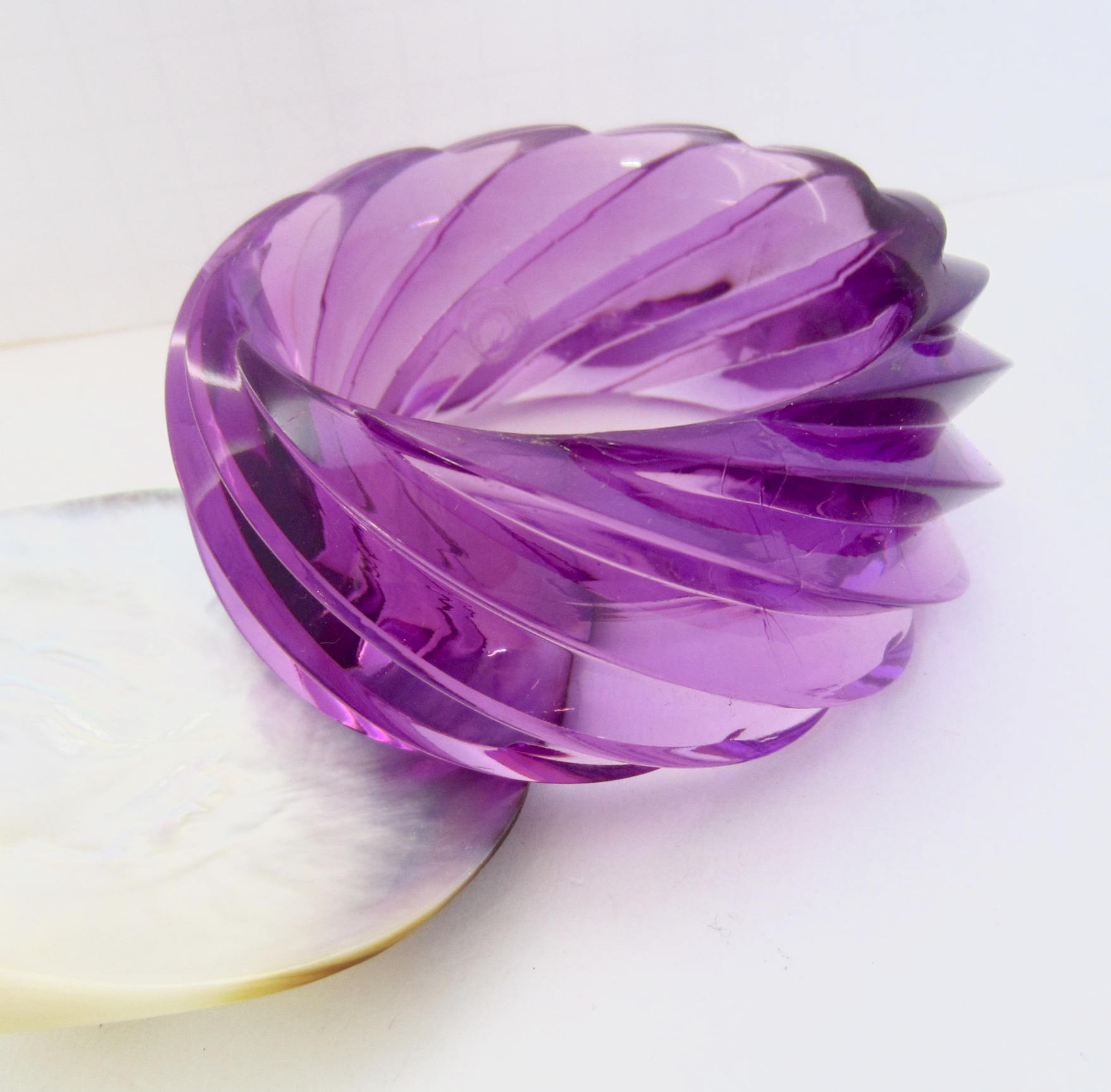 Massive PURPLE Amethyst SWiRL translucent injection wide MOLDED LUCITE ...