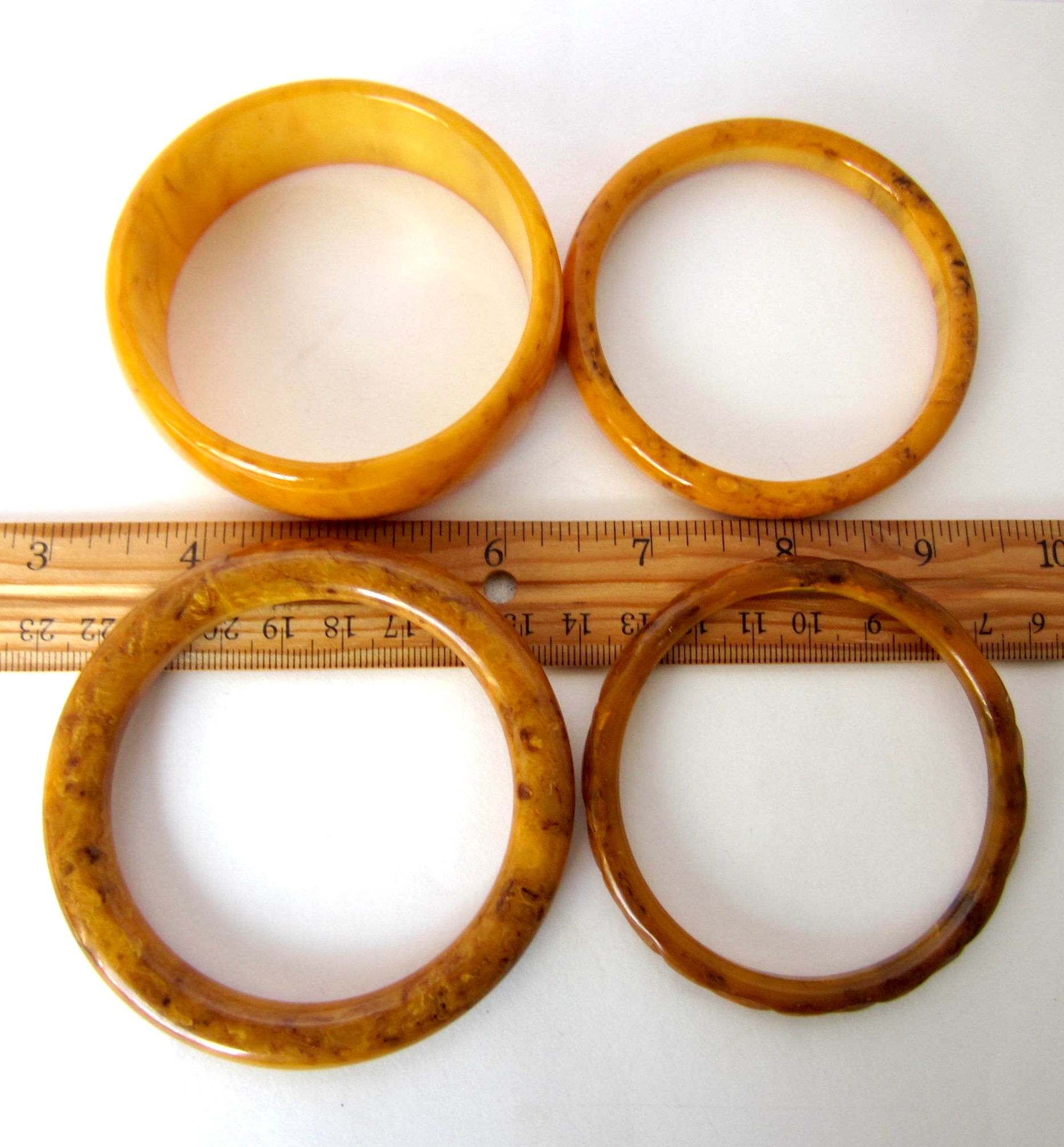 BAKELITE tested lot of 4 Butterscotch Mississippi MUD Bangle Bracelets ...