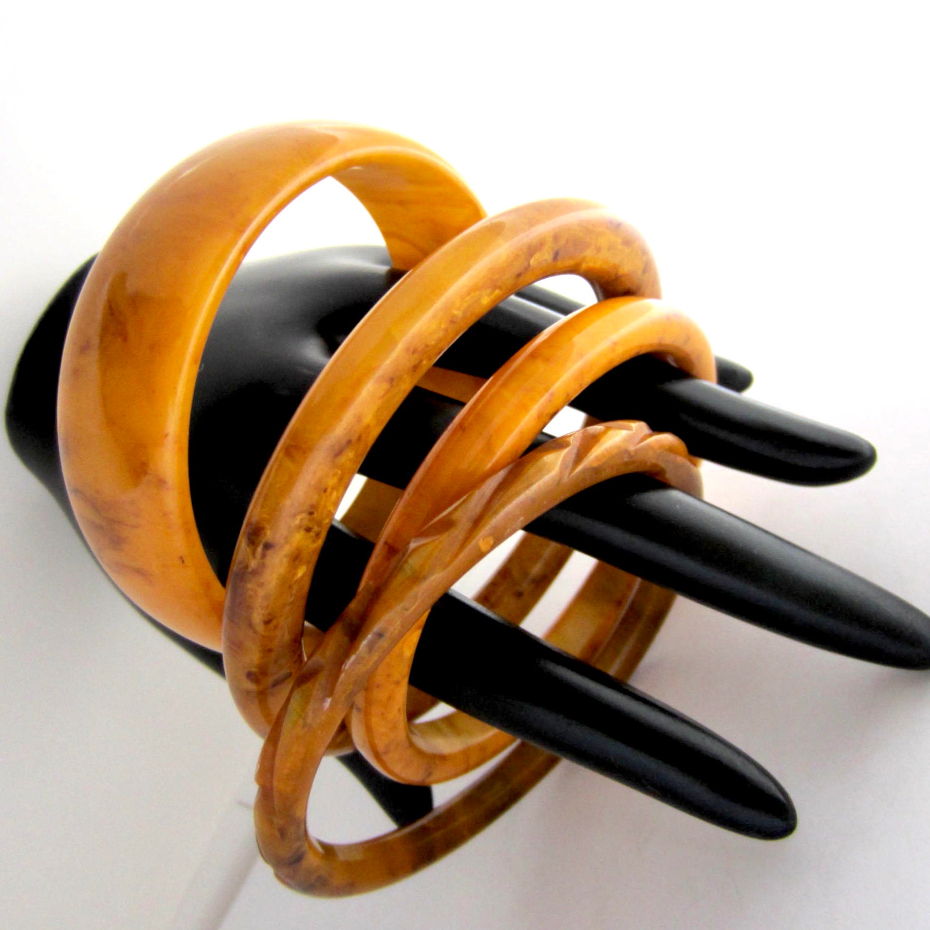 BAKELITE tested lot of 4 Butterscotch Mississippi MUD Bangle Bracelets ...