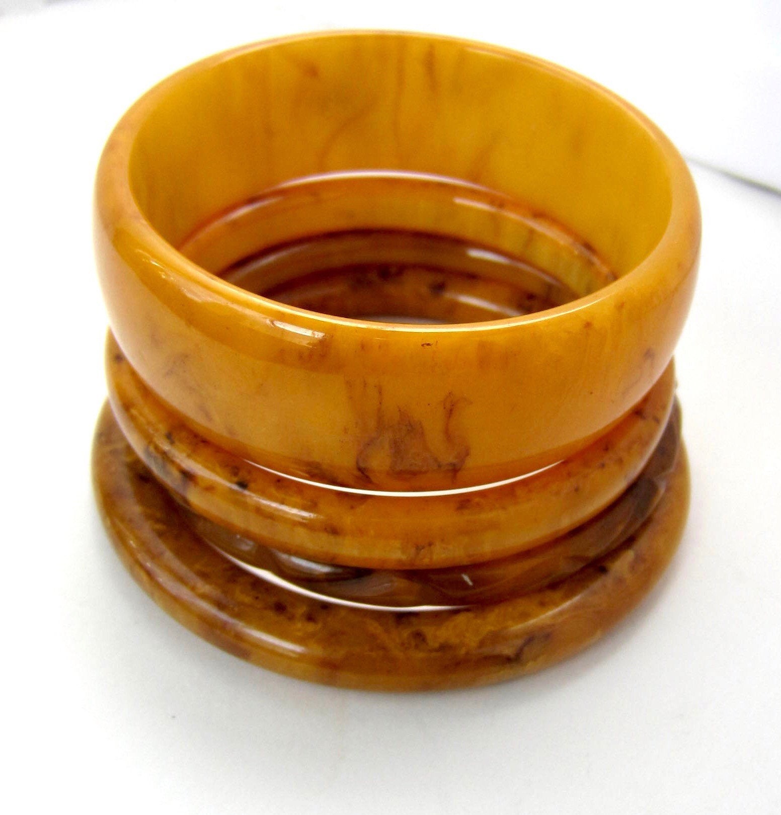 BAKELITE tested lot of 4 Butterscotch Mississippi MUD Bangle Bracelets ...