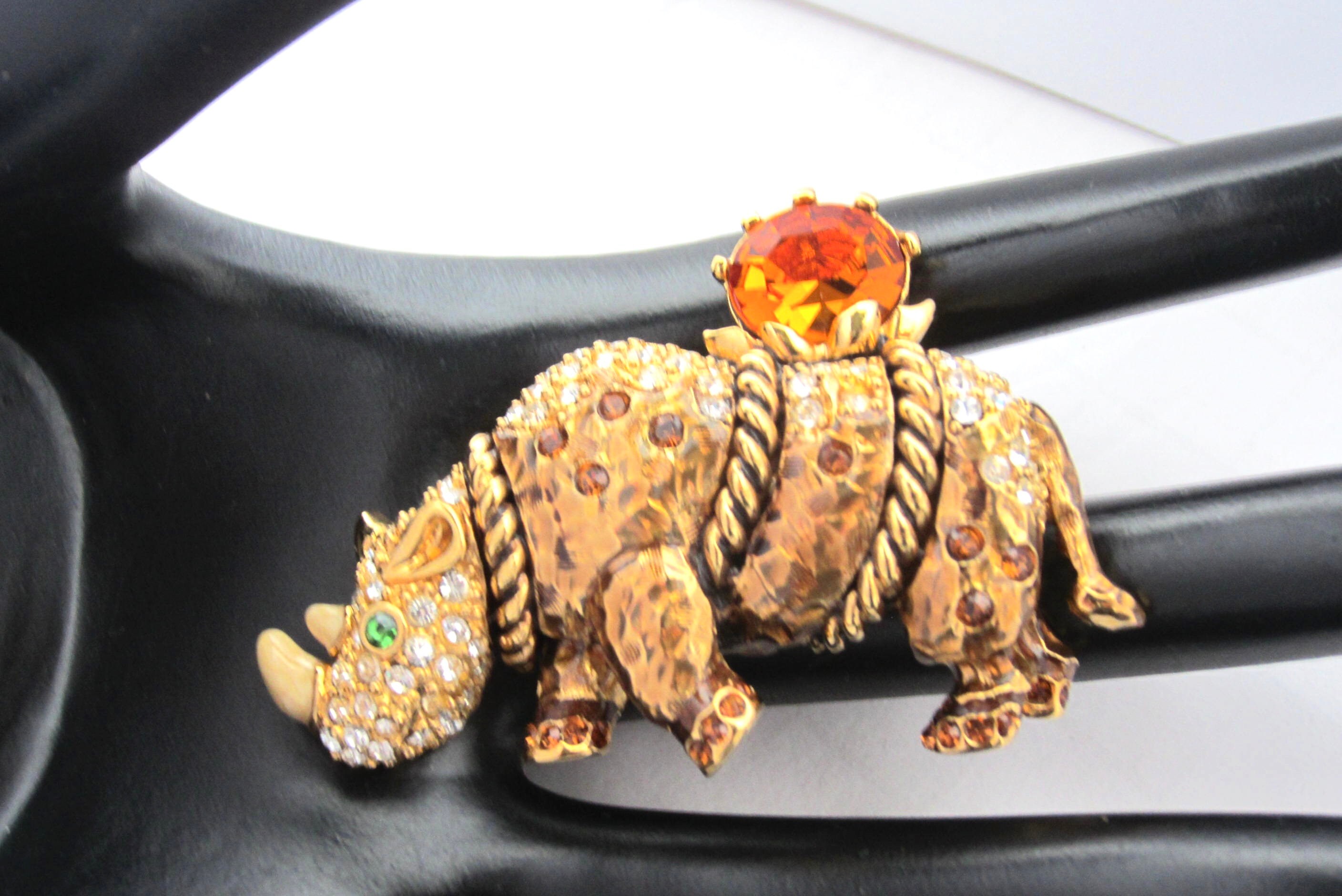 Reserved for IRINA *Genuine SWAROVSKI swan signed Rhinoceros pin with ...