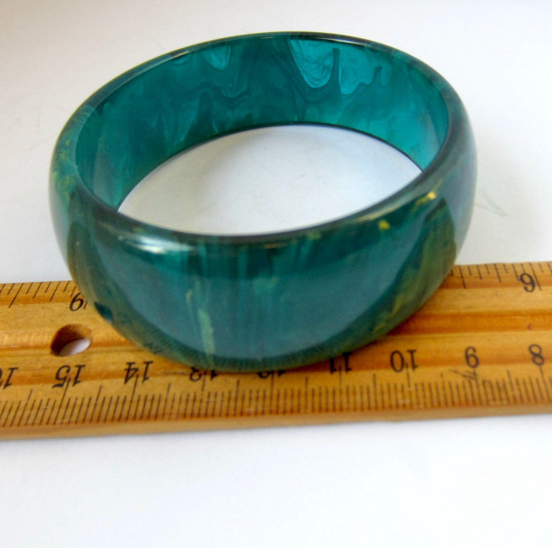 Bakelite tested Aqua Blue Moon, transparent, swirling Bangle Bracelet ...