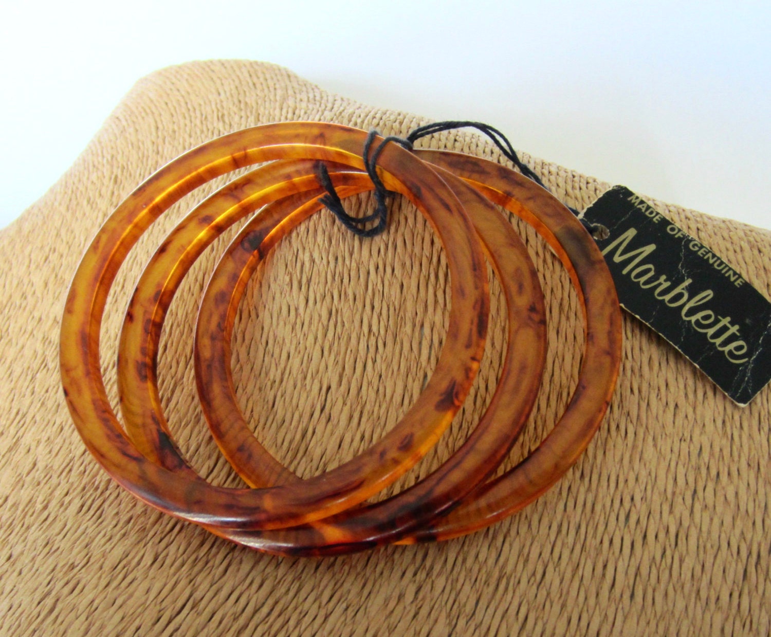 MARBLETTE Bakelite tested TRIO tortoise shell, End-of-the-Day Bangle ...