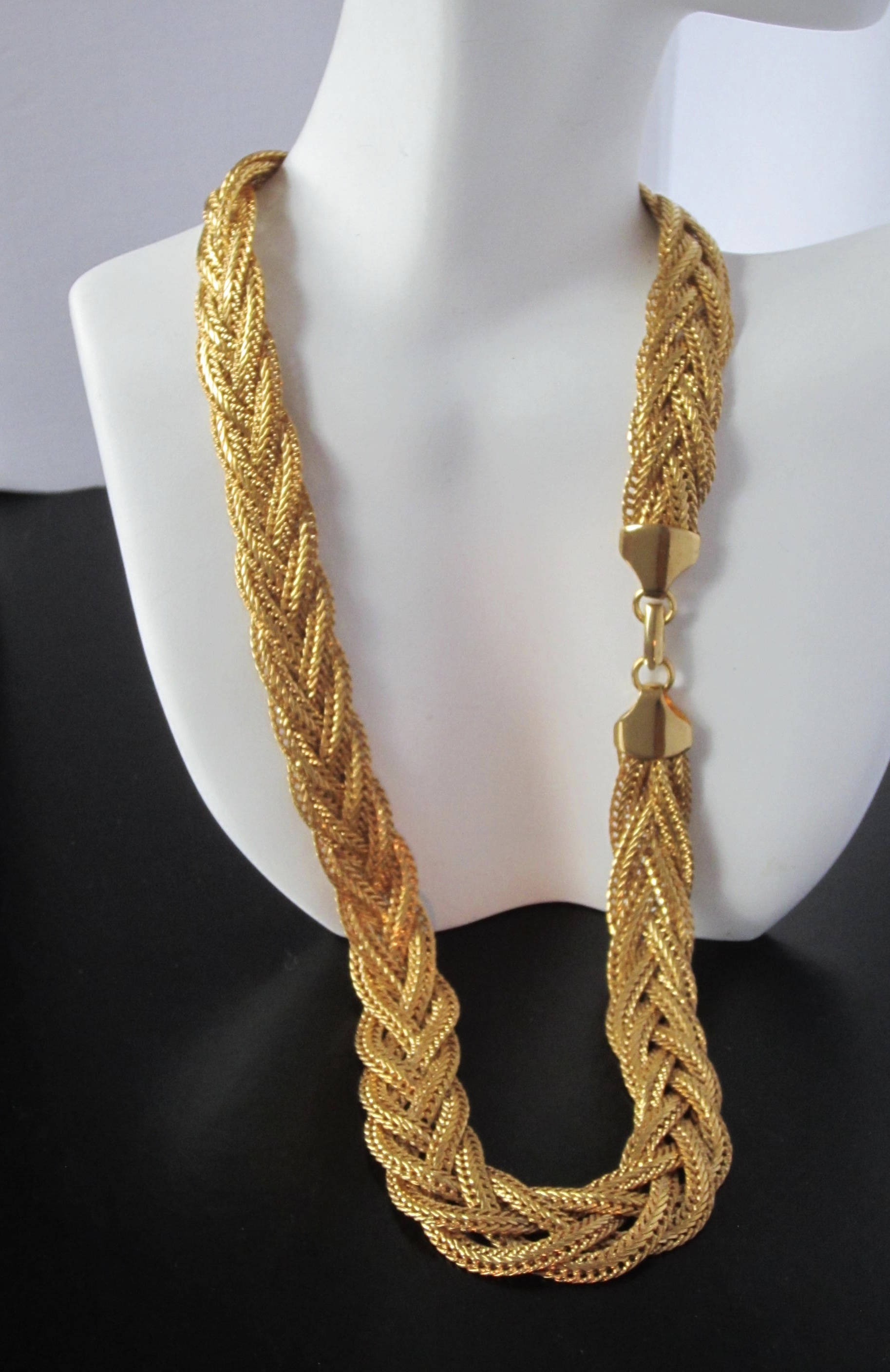 Early NAPIER Patent signed Multi-strand, BRAIDED gold tone Necklace ...