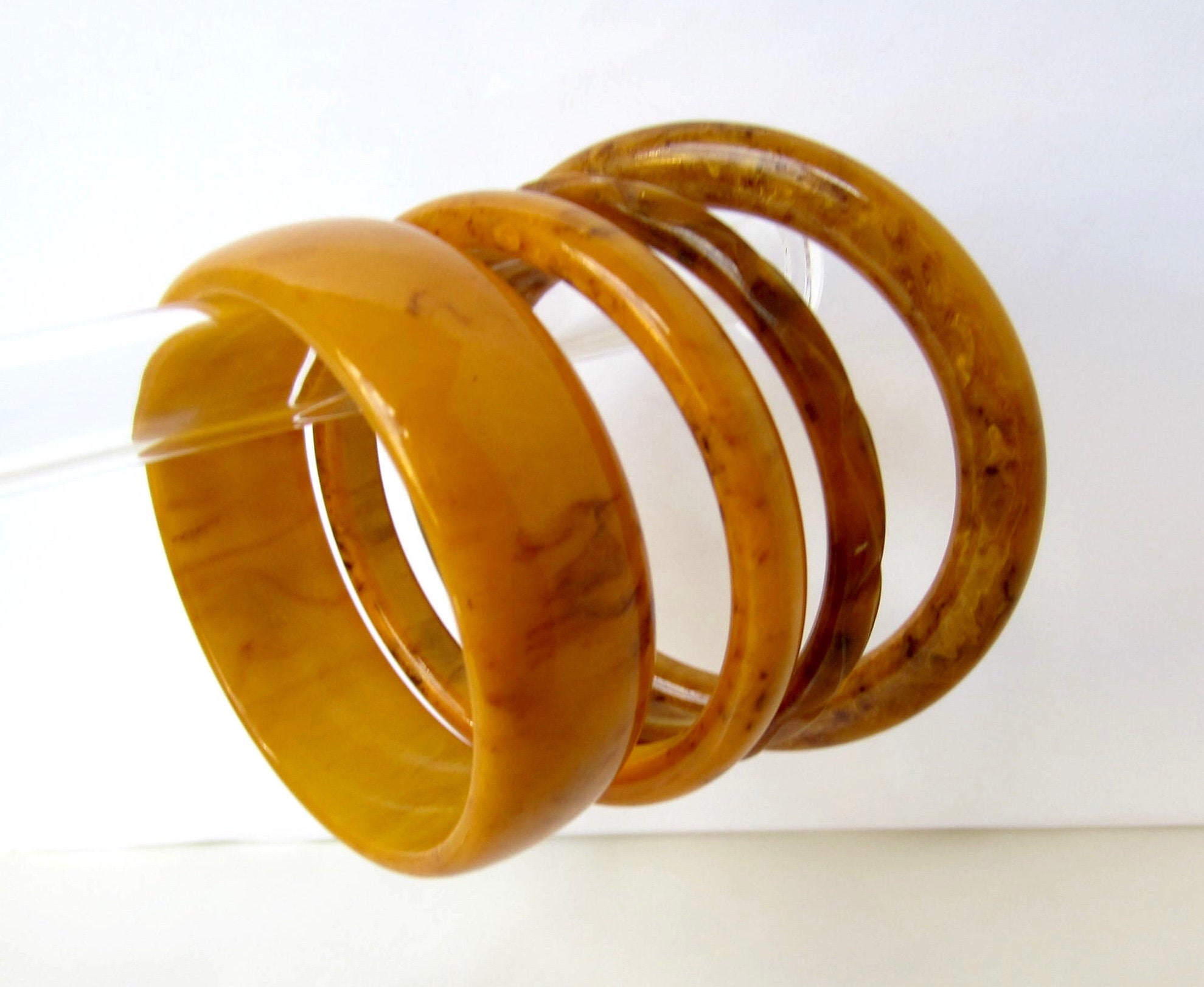 BAKELITE tested lot of 4 Butterscotch Mississippi MUD Bangle Bracelets ...