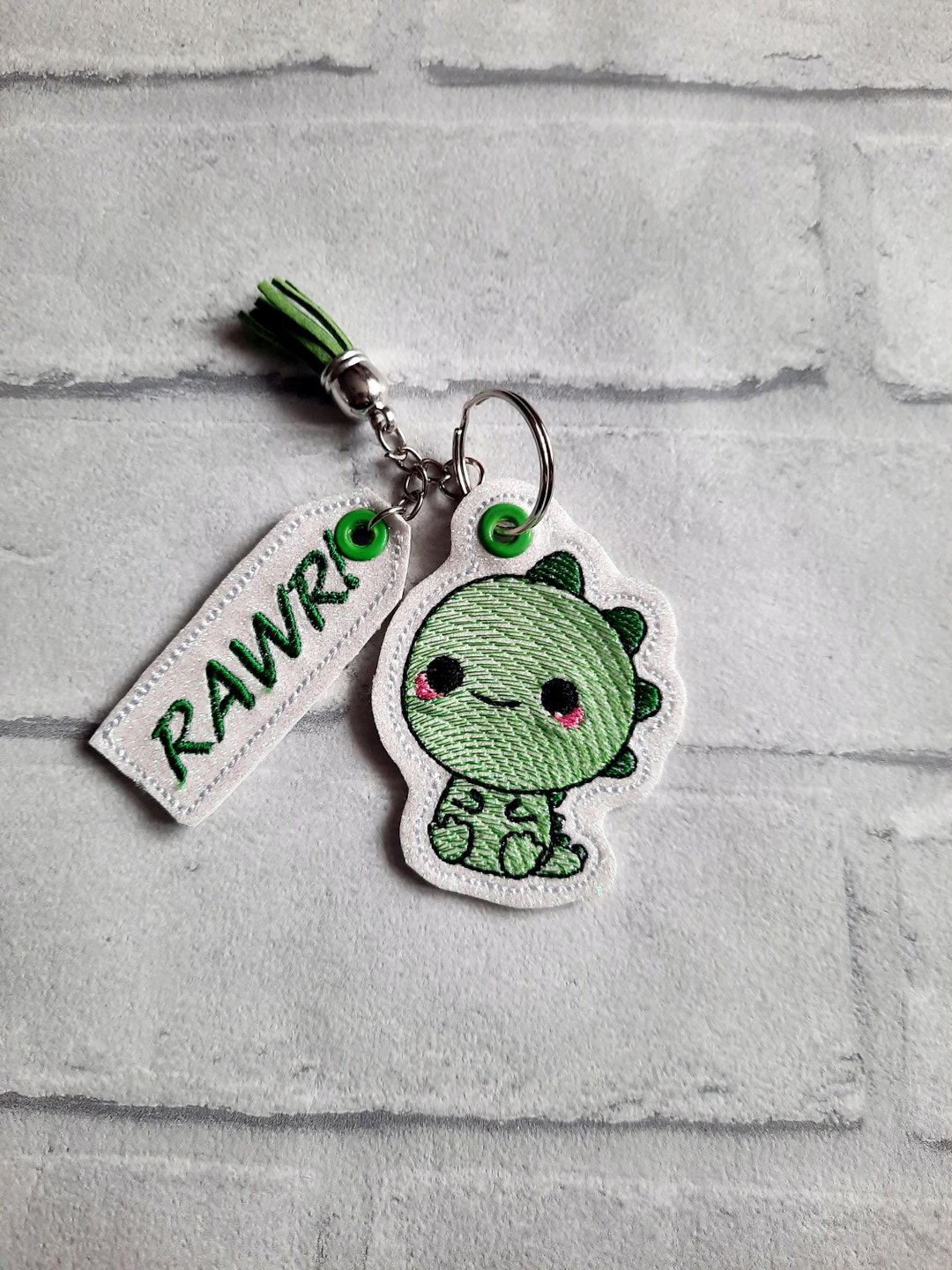 Dinosaur Keyring, Dino Keychain, Cute Dinosaur Bag Charm, Book Bag Tag ...