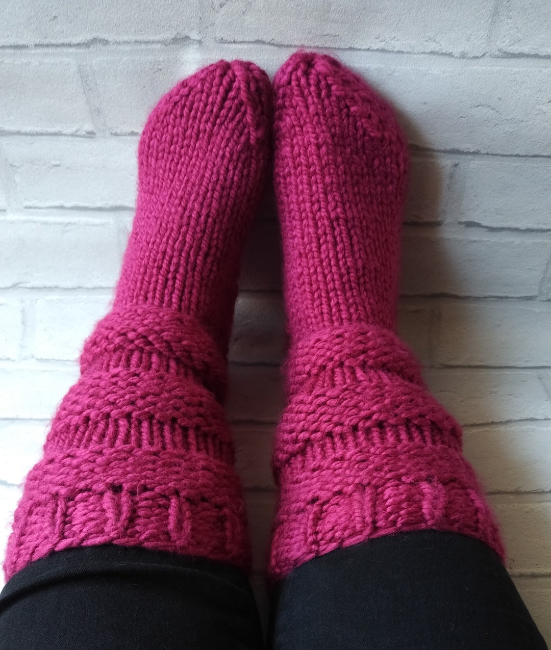 Super Chunky Bed Boots, Hand Knitted Comfy Feet Warmers, Slouchy ...