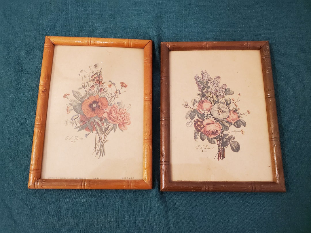 2 J.L. Prevost Sidney Lucas NYC Framed Floral Prints 503 and 505 5x7 ...