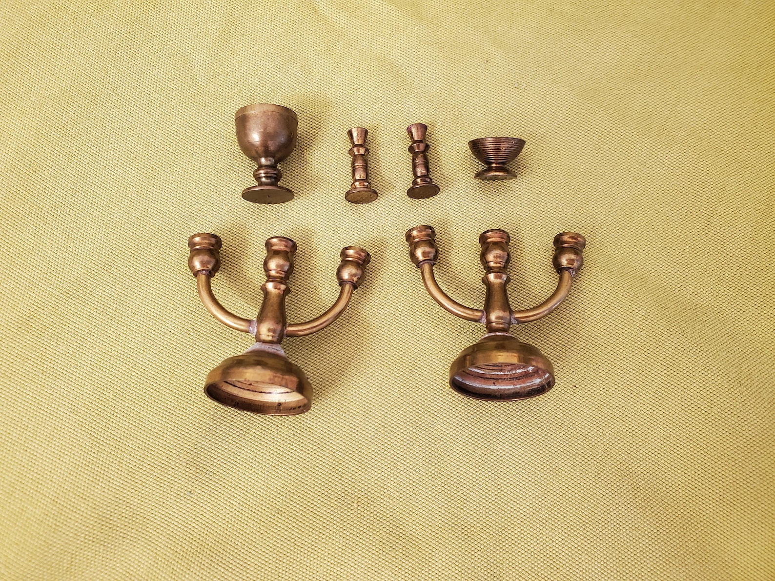 Vintage Brass Dollhouse Candelabra Candle Holder Set Miniature Goblet ...
