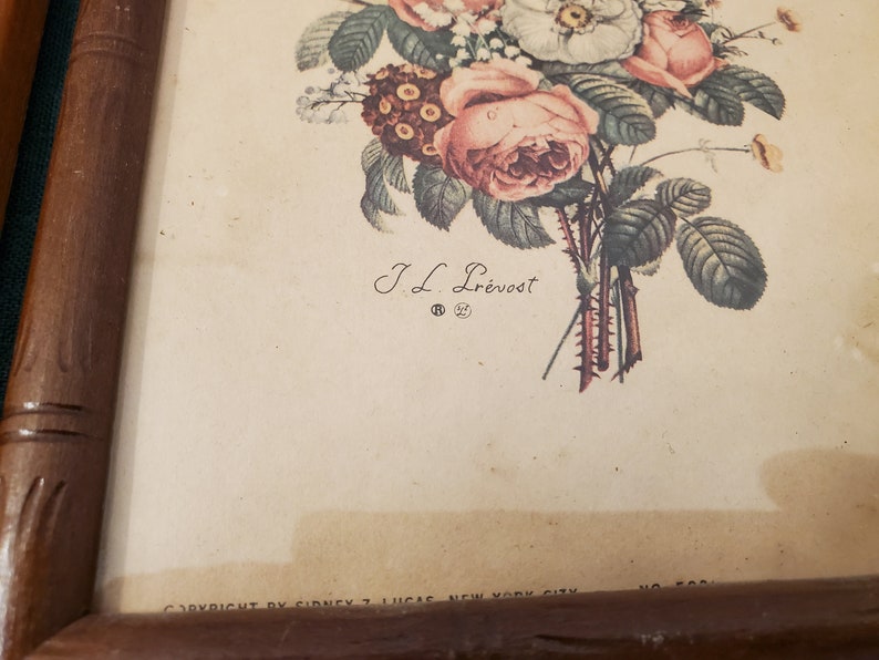 2 J.L. Prevost Sidney Lucas NYC Framed Floral Prints 503 and 505 5x7 ...
