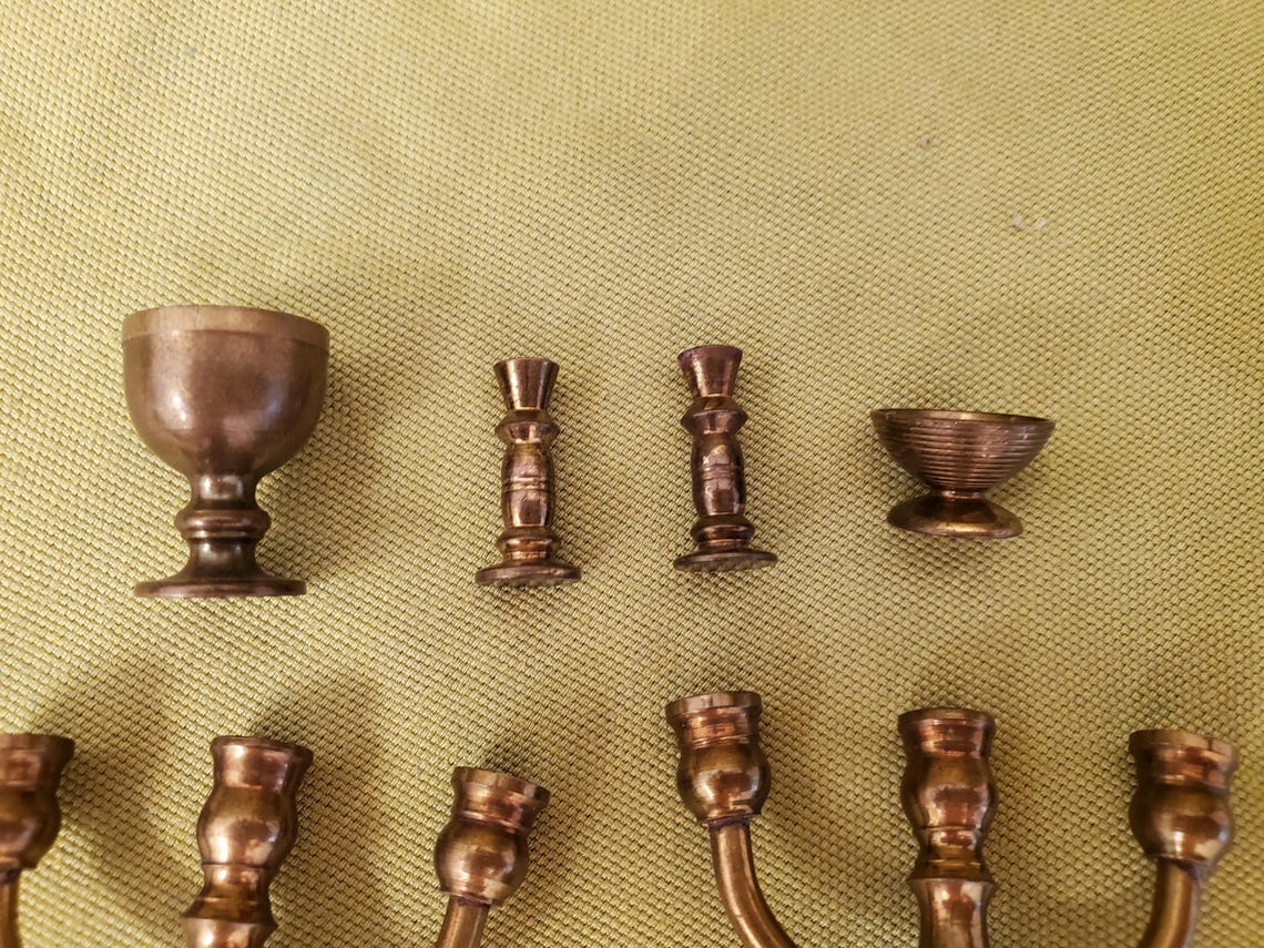Vintage Brass Dollhouse Candelabra Candle Holder Set Miniature Goblet ...