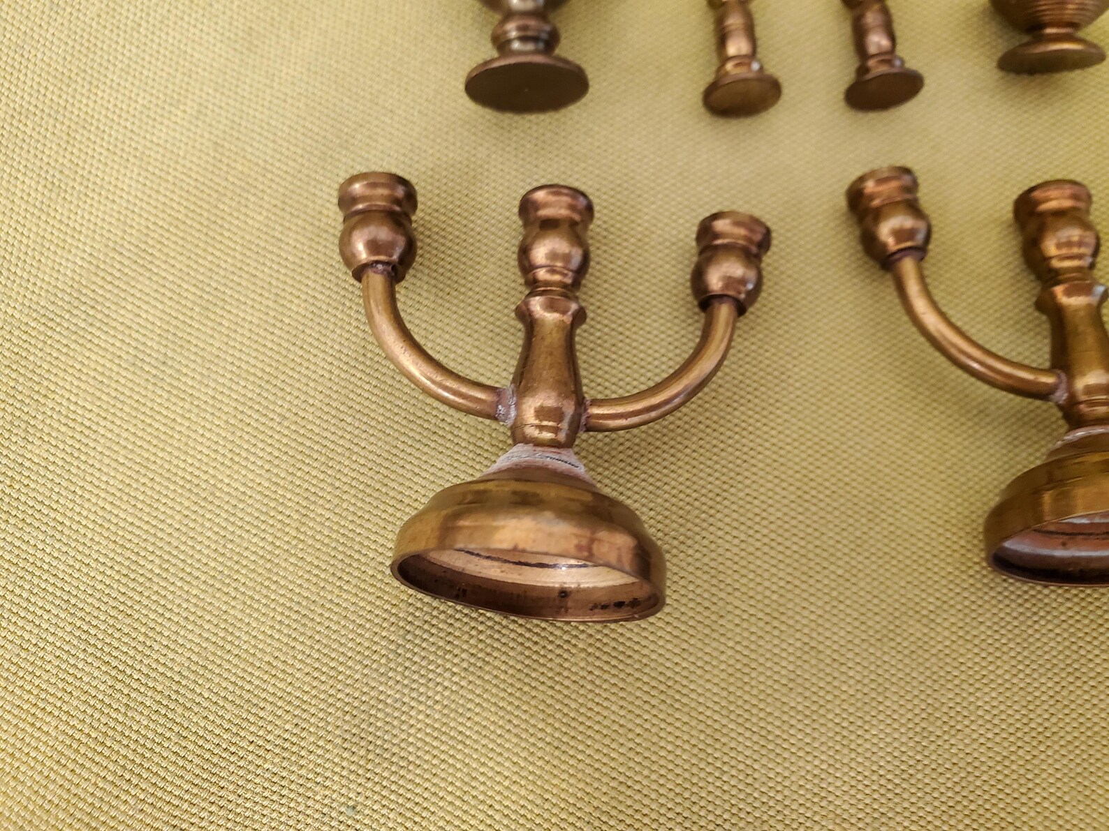 Vintage Brass Dollhouse Candelabra Candle Holder Set Miniature Goblet ...