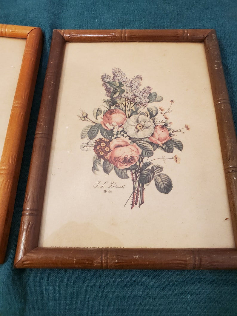 2 J.L. Prevost Sidney Lucas NYC Framed Floral Prints 503 and 505 5x7 ...