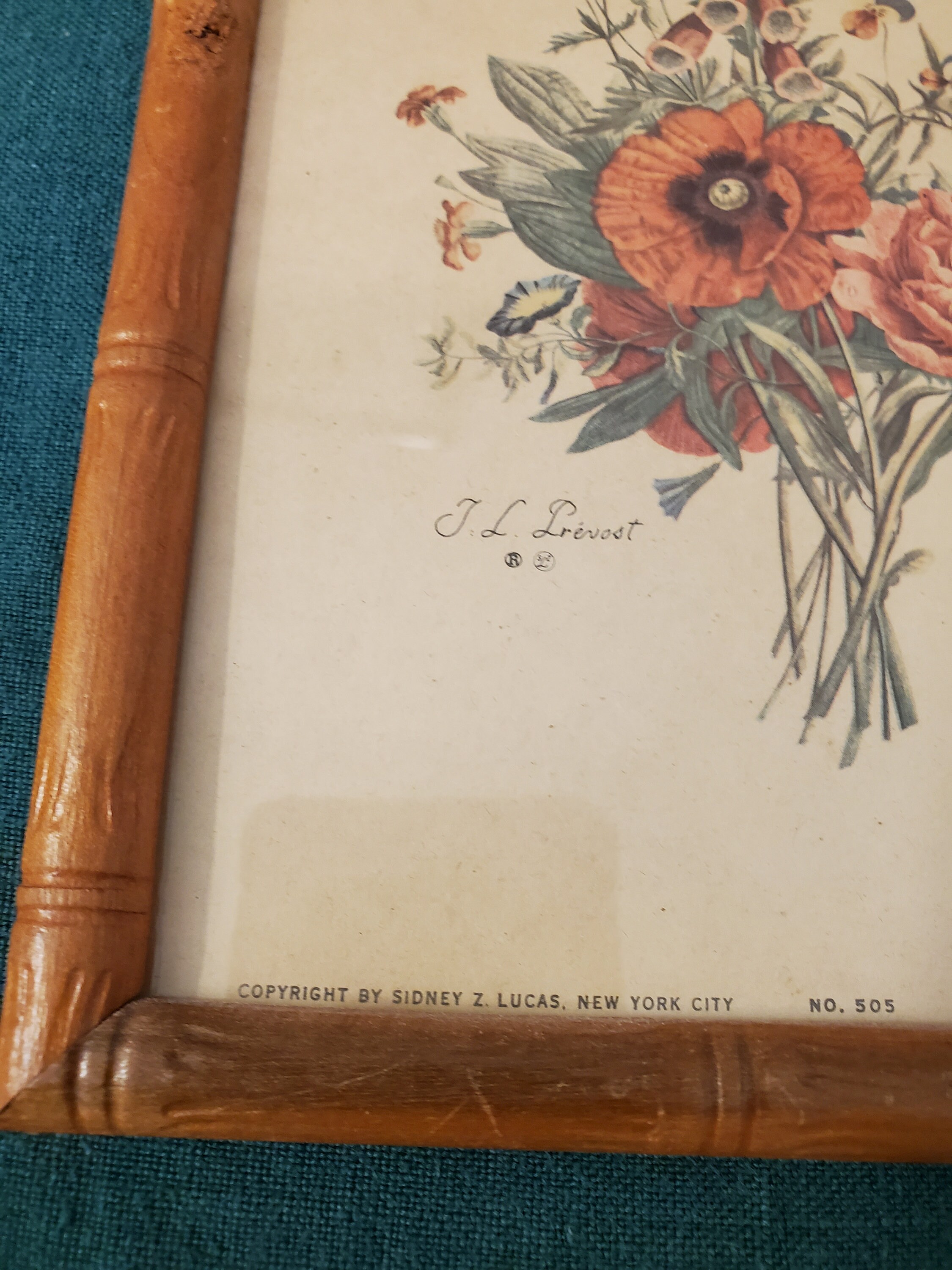 2 J.L. Prevost Sidney Lucas NYC Framed Floral Prints 503 and 505 5x7 ...