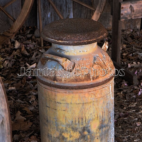 Dairy Farm Milk Can Photograph Antique Cream Milking Bucket Instant ...