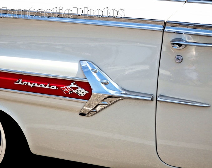 Chevrolet Impala Flag Emblem Photograph 1960 White Chevy Instant ...