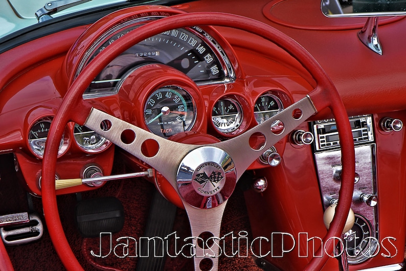 Corvette Dashboard Photograph 1961 Chevrolet Chevy Vette Steering Wheel ...