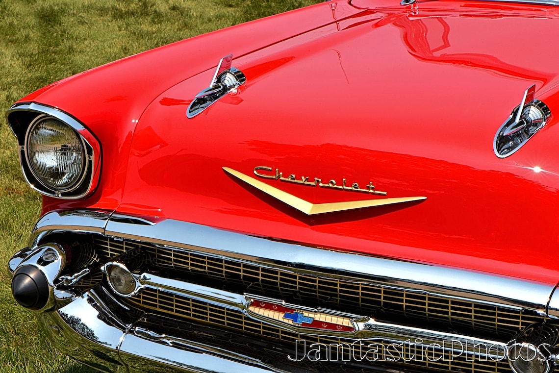 Red Chevrolet Bel Air Photograph 1957 Chevy Front View Instant Download ...
