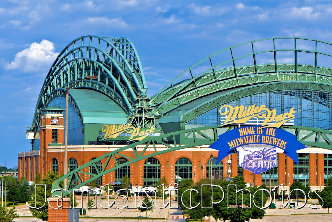 Miller Park Milwaukee Brewers Ballpark Photograph Retractable Roof Open ...