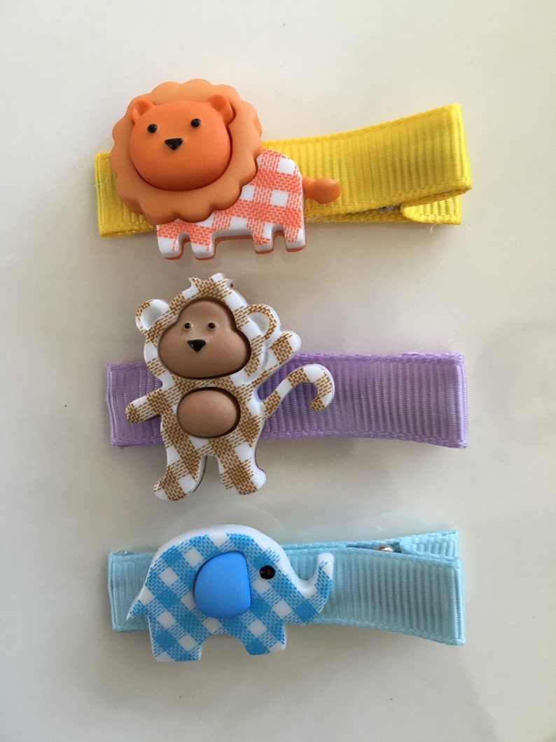 Safari Animal Hair Clips Baby Animals Elephant Monkey | Etsy