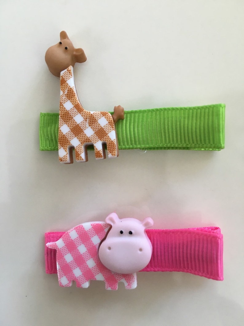 Safari Animal Hair Clips Baby Animals Elephant Monkey | Etsy