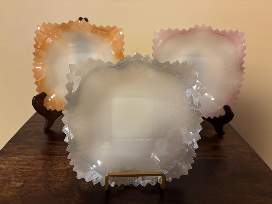 Milk Glass Iridescent Trinket Dish - Etsy