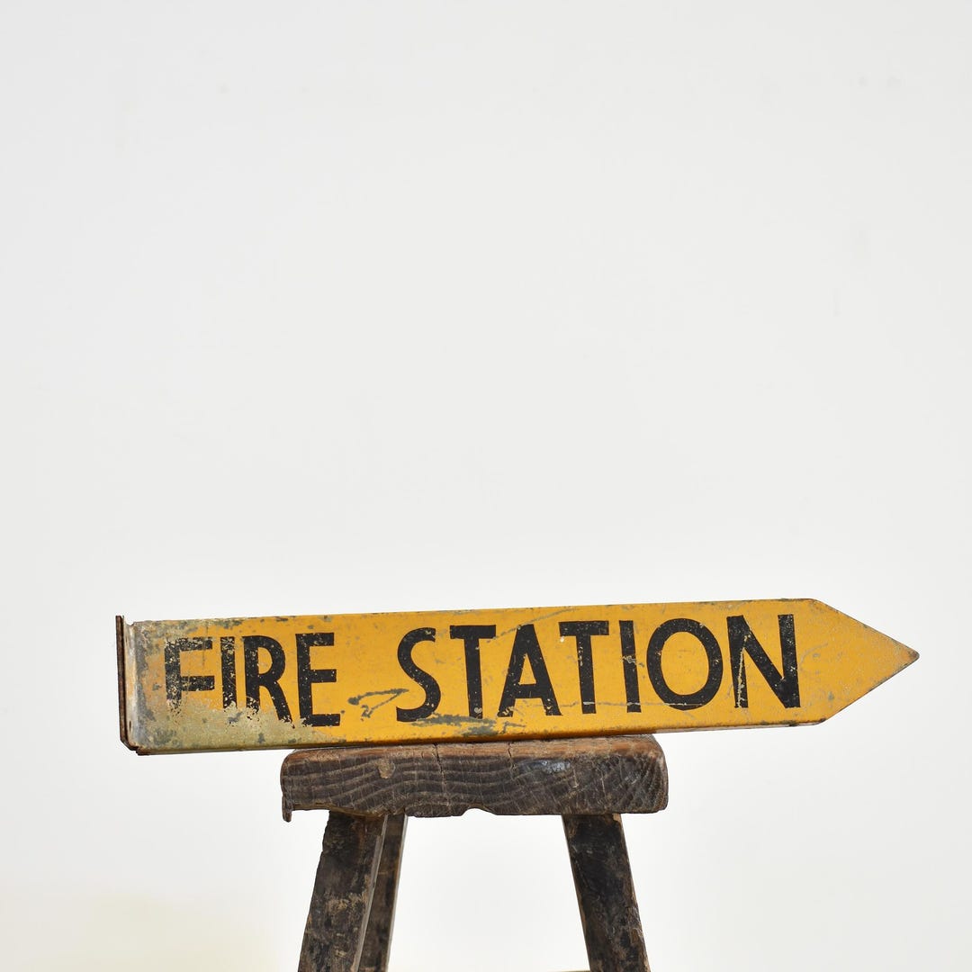 Antique Metal Fire Station Sign - Etsy