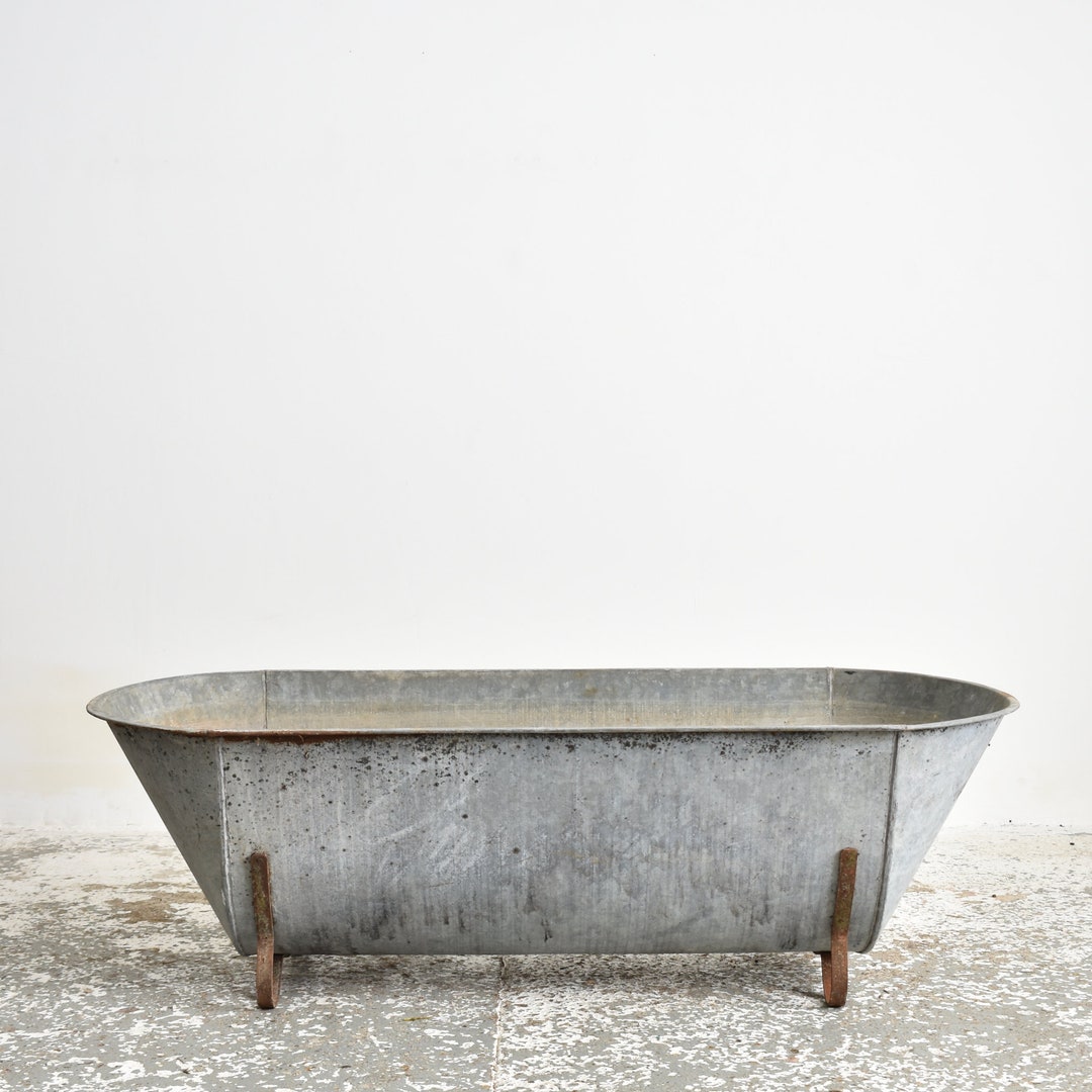 Large Vintage Galvanised Zinc Bath Trough Planter BB - Etsy