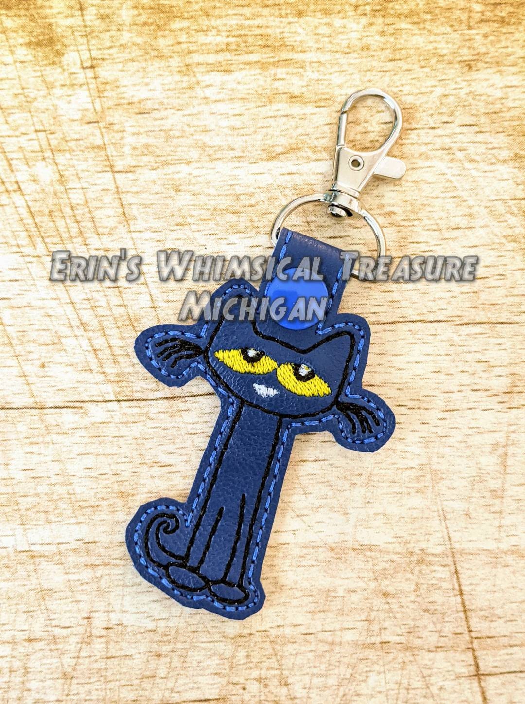 Pete the Cat Keychain Keyfob Embroidered Fob - Etsy
