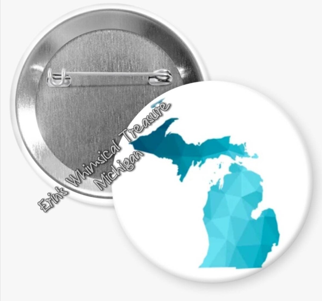 Michigan in Teal Buttons - 1.25" or 2.5" Pin - Button - Pinback ...