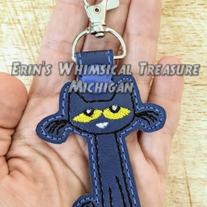Pete the Cat Keychain Keyfob Embroidered Fob - Etsy