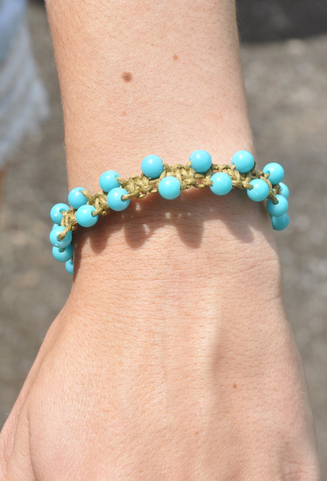 Ladder Bracelet With Blue Beads - Etsy