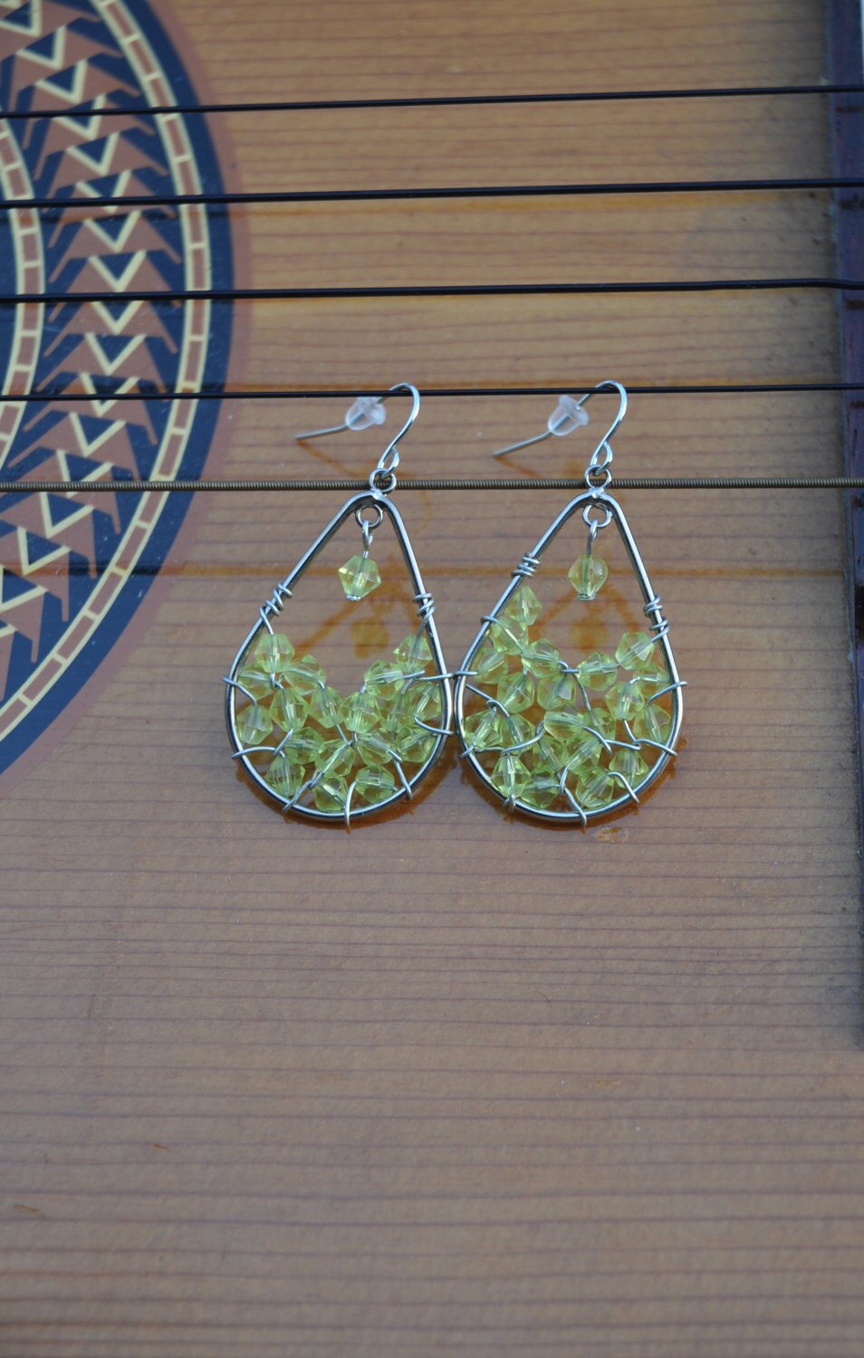 Green Teardrop Hoop Earrings - Etsy
