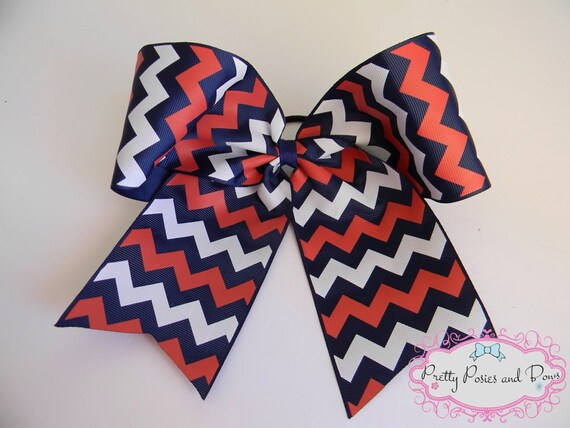 Navy Red and White Cheer Bow Navy and Red Cheer Bow Chevron - Etsy