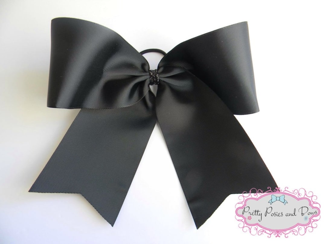 Black Cheer Bow, Large Black Hair Bow - Etsy