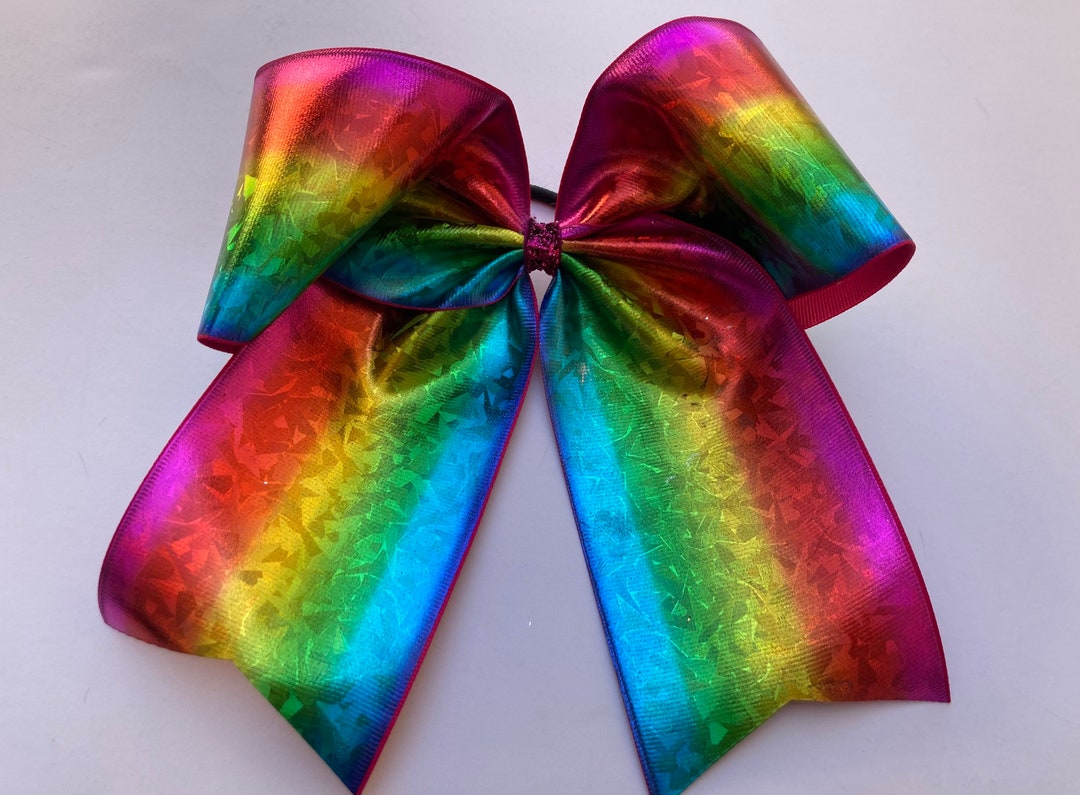 Colorful Cheer Bow, Rainbow Cheer Bow, Pink Cheer Bow, Rainbow Hair Bow ...