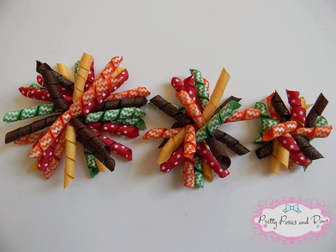 Thanksgiving Corkscrew Hair Bows Fall Corkscrew Hair Bows - Etsy