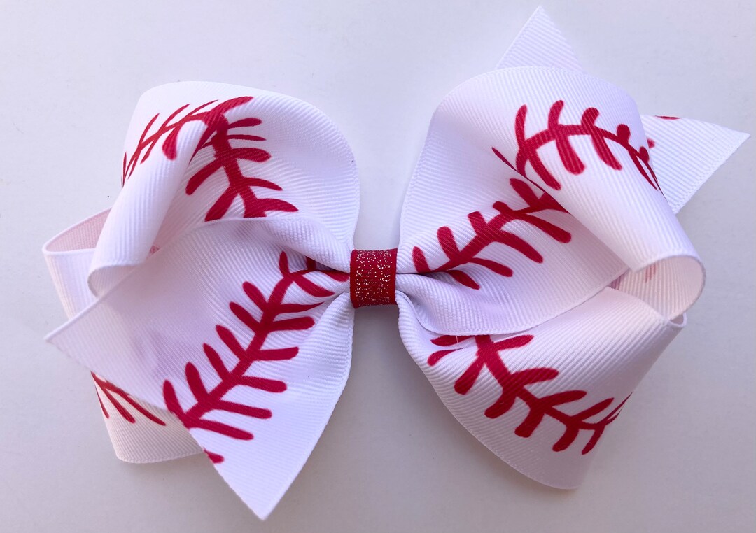 Baseball Hair Bow, Baseball Bow, Baseball Clip, 3 Inch Baseball Hair ...