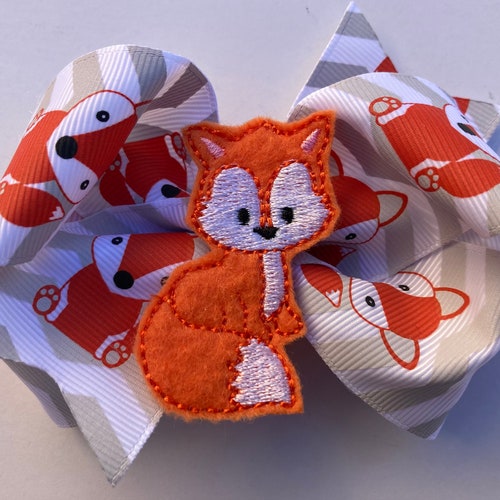 Fox Hair Bow Fox Bow Fox Felt Clip | Etsy