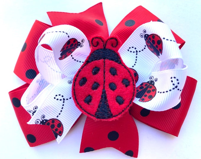 Ladybug Hair Bow, Lady Bug Hair Bow, Ladybug Felt, Photo Prop, Red Hair ...